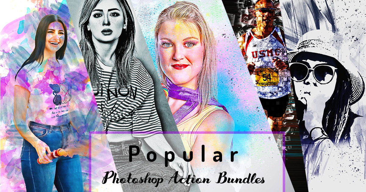 Popular Photoshop Actions Bundle Bundle · Creative Fabrica