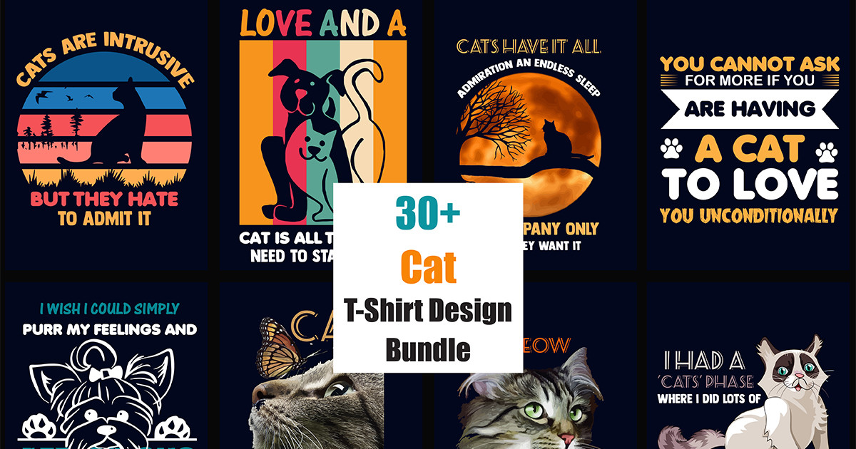 Cat T-Shirt Design Bundle Bundle · Creative Fabrica
