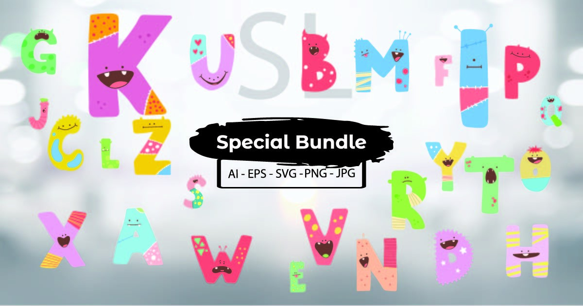 Alphabet Halloween Monster Bundle Bundle · Creative Fabrica