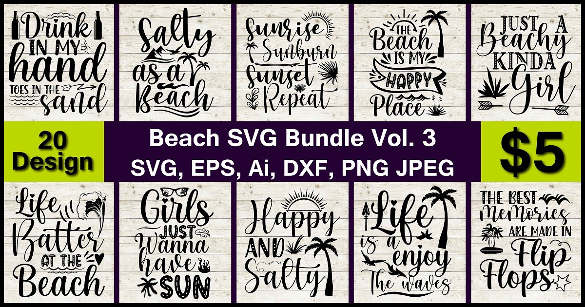Beach SVG Bundle Vol.3 Bundle · Creative Fabrica