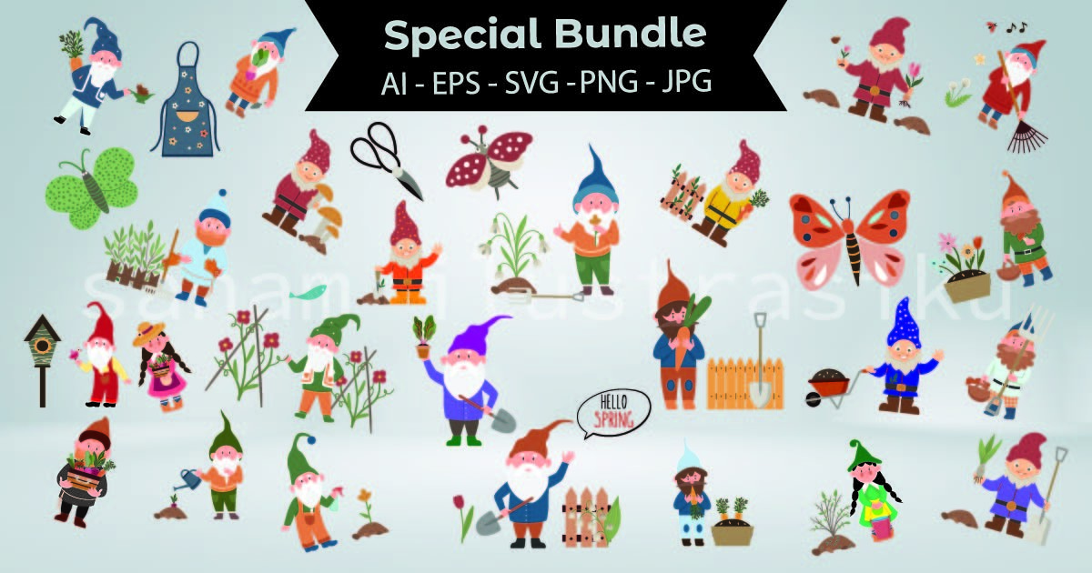 Gnomes Gardening in Spring Bundle Bundle · Creative Fabrica