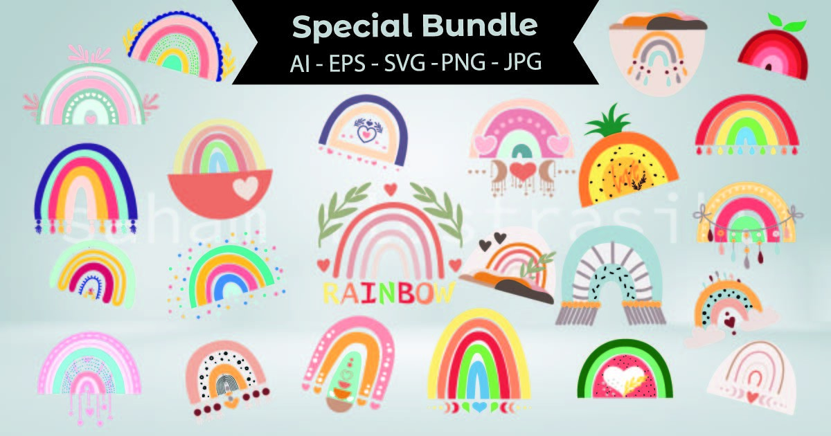 Rainbow Pastel Color Bundle Bundle · Creative Fabrica