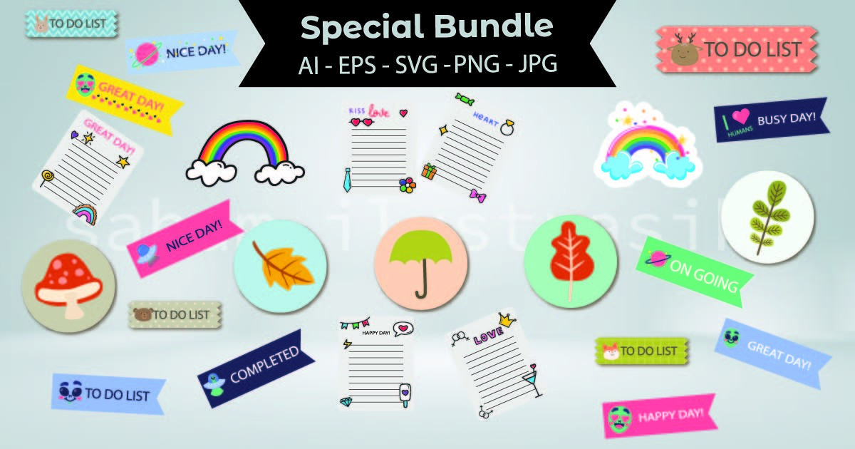 Stickers Note Label Bundle Bundle · Creative Fabrica