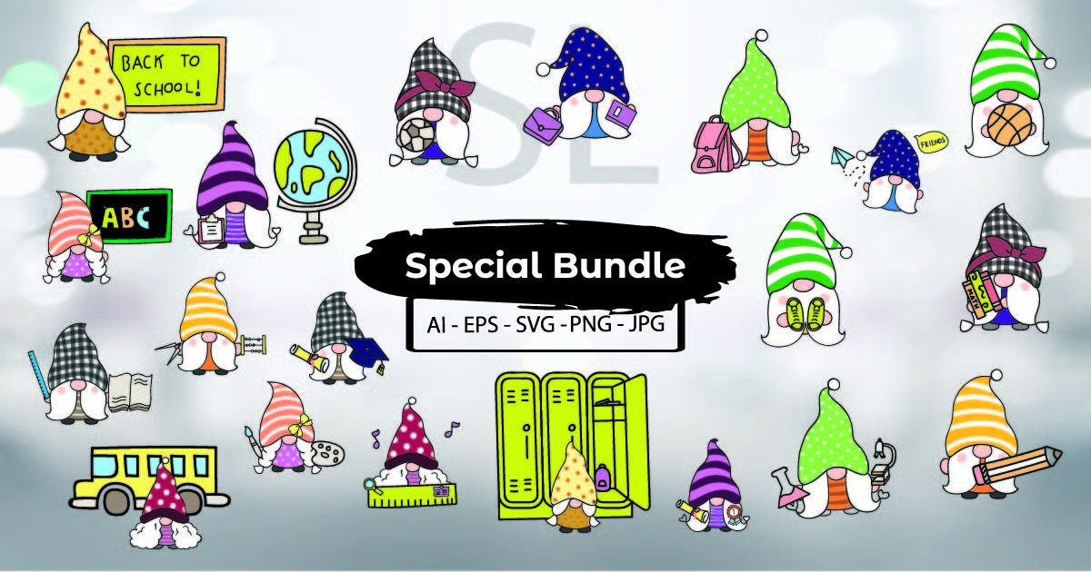 Gnomes Back to School Part 1 Bundle · Creative Fabrica