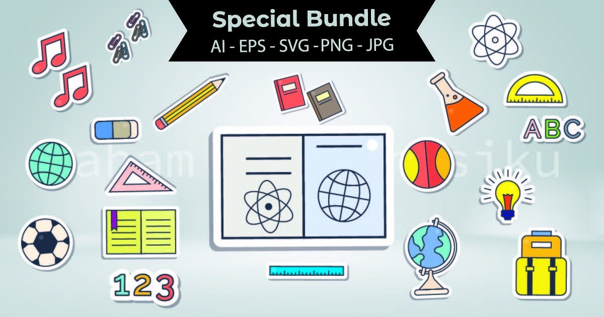 Back to School Stickers Bundle Bundle · Creative Fabrica