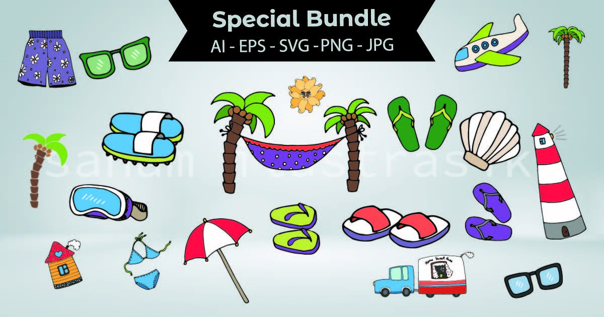Summer Clothing Beach Holiday Bundle Bundle · Creative Fabrica
