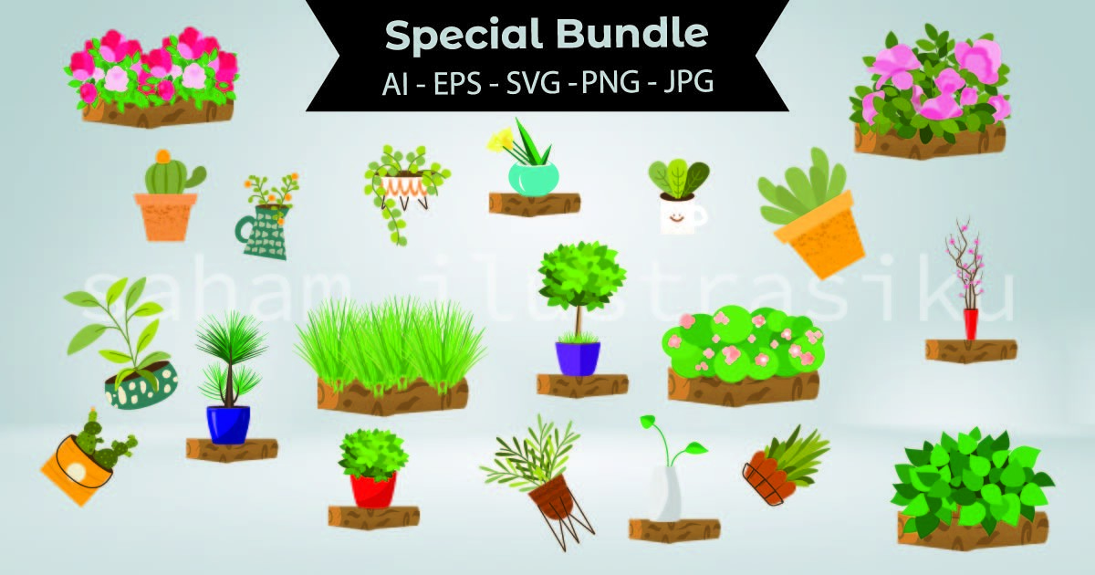 Decorative Plants for the Inside Bundle Bundle · Creative Fabrica