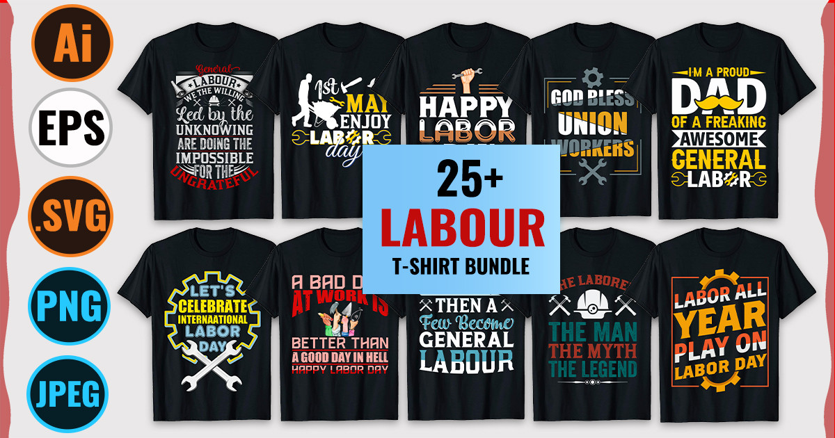 Labour Day T-Shirt Design Bundle Bundle · Creative Fabrica