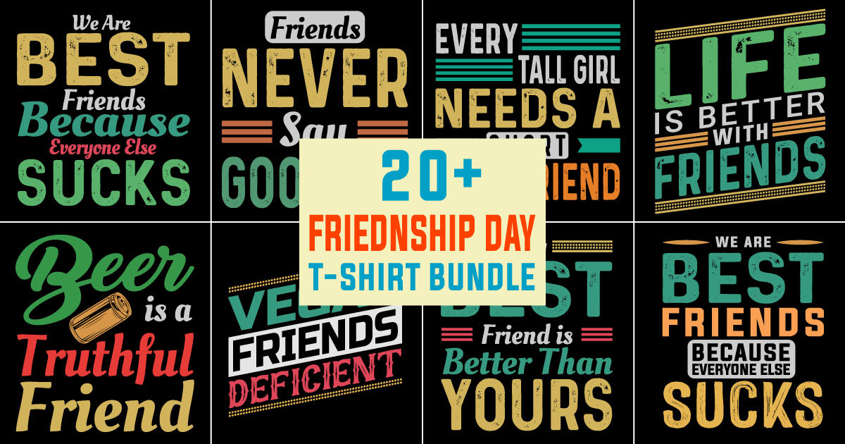 Friendship Day T-shirt Design Bundle Bundle · Creative Fabrica