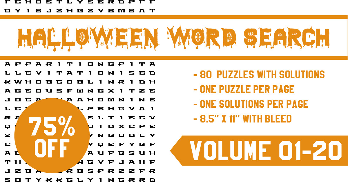 Halloween Word Search Puzzle Bundle Vol.1-20 Bundle · Creative Fabrica