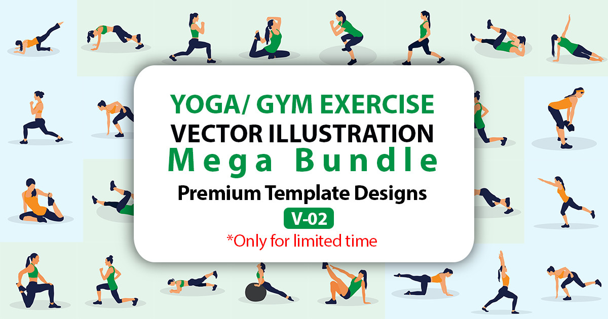 Yoga, Gym Poses Vector Mega Bundle V-02 Bundle · Creative Fabrica
