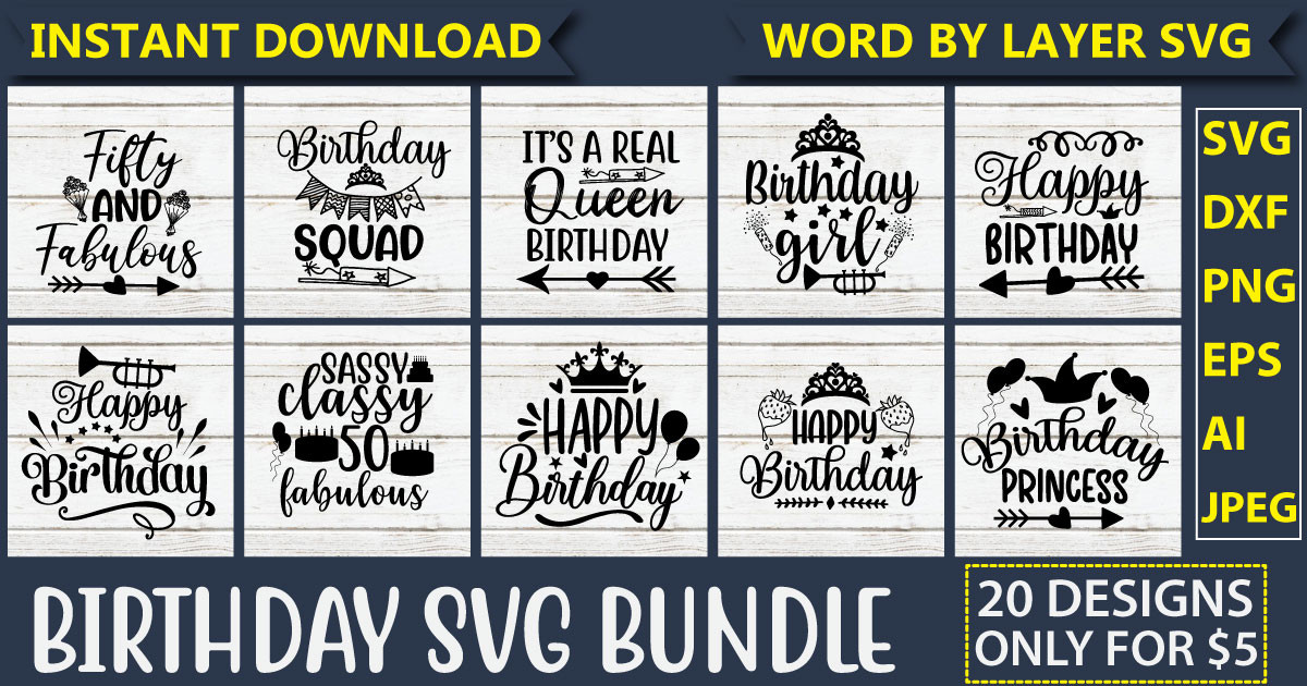 Birthday SVG Bundle Bundle · Creative Fabrica