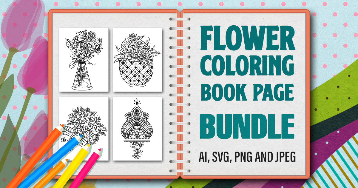 Flower Coloring Page for Adults and Children Bundle Bundle · Creative ...