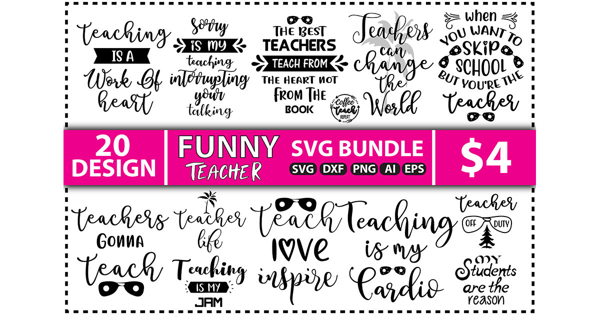 Funny Teacher SVG Bundle Bundle · Creative Fabrica