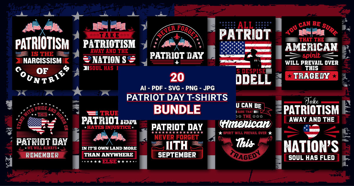 Patriot Day T-Shirts Design Bundle Bundle · Creative Fabrica