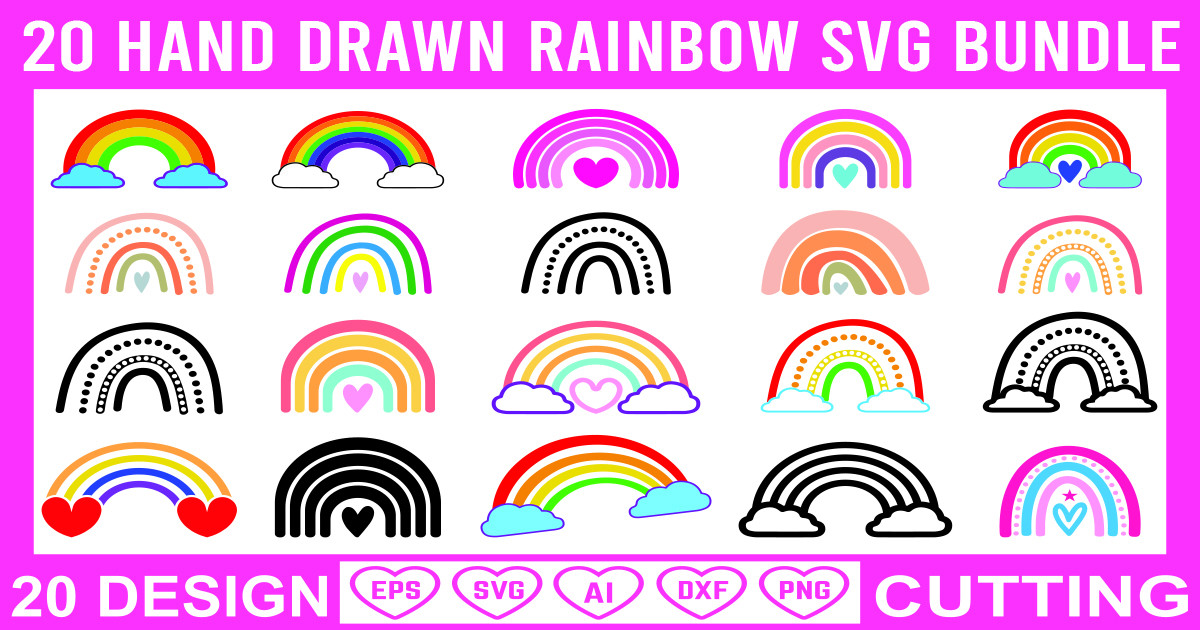 Hand Drawn Rainbow SVG Bundle Bundle · Creative Fabrica