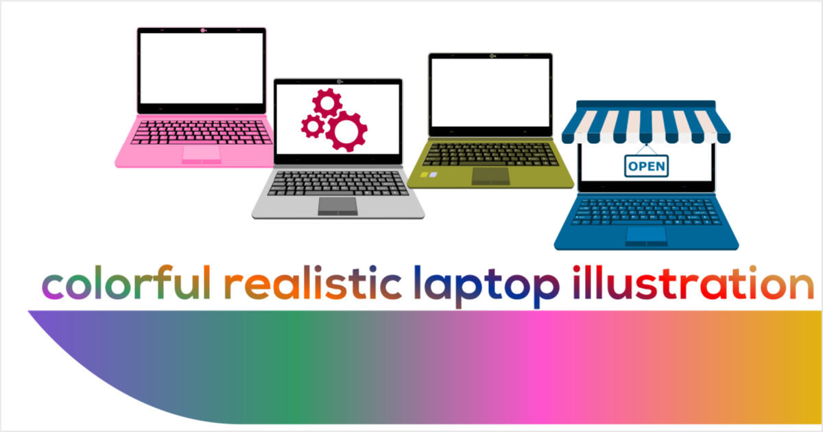 Colorful Realistic Laptop Illustration Bundle Bundle · Creative Fabrica