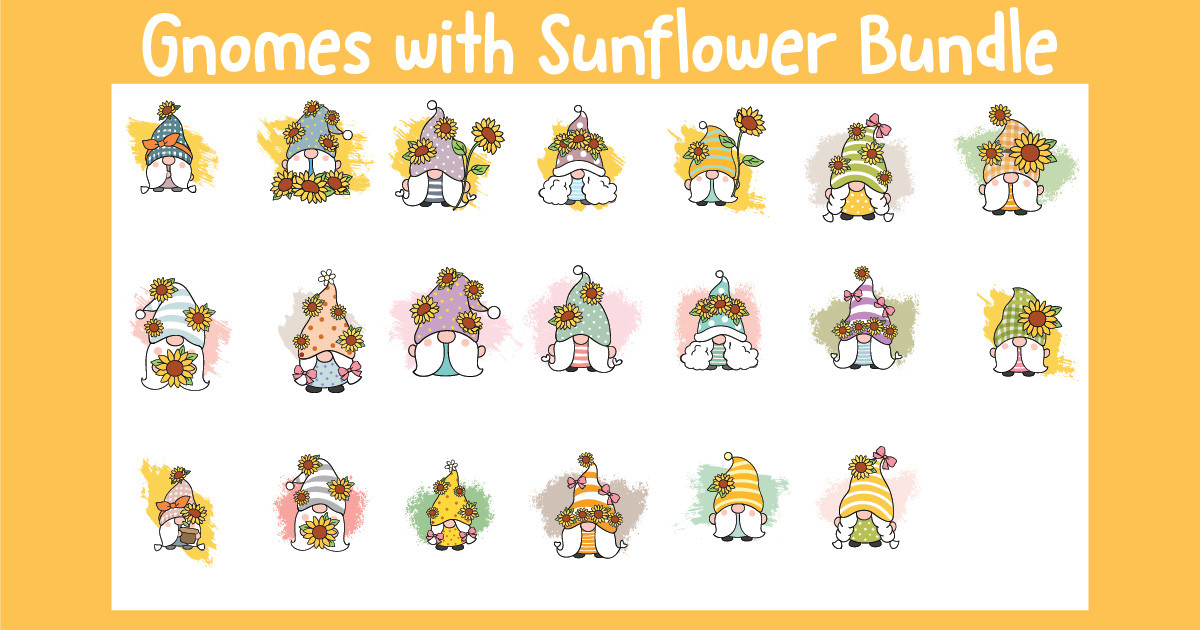 Gnomes with Sunflower Bundle Bundle · Creative Fabrica