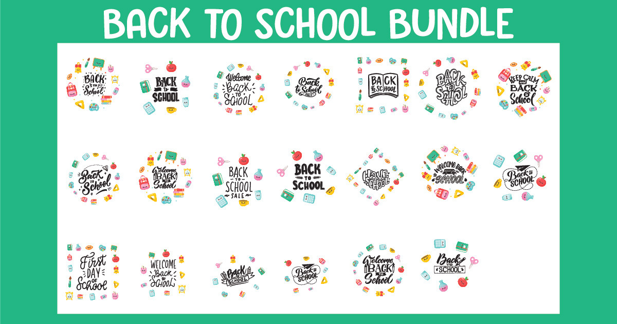Back to School Lettering Bundle Bundle · Creative Fabrica