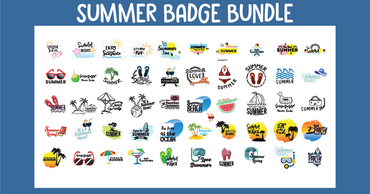 Summer Badge Bundle Bundle · Creative Fabrica