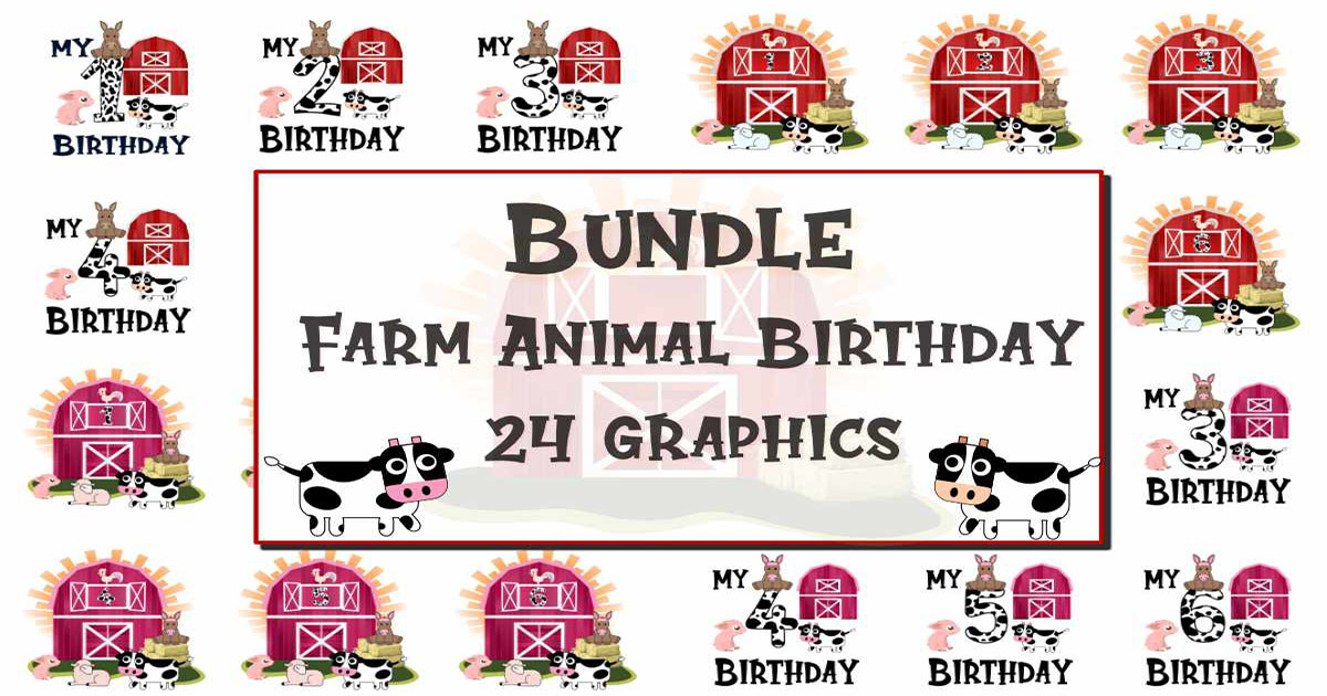Farm Animal Birthday Bundle Bundle · Creative Fabrica