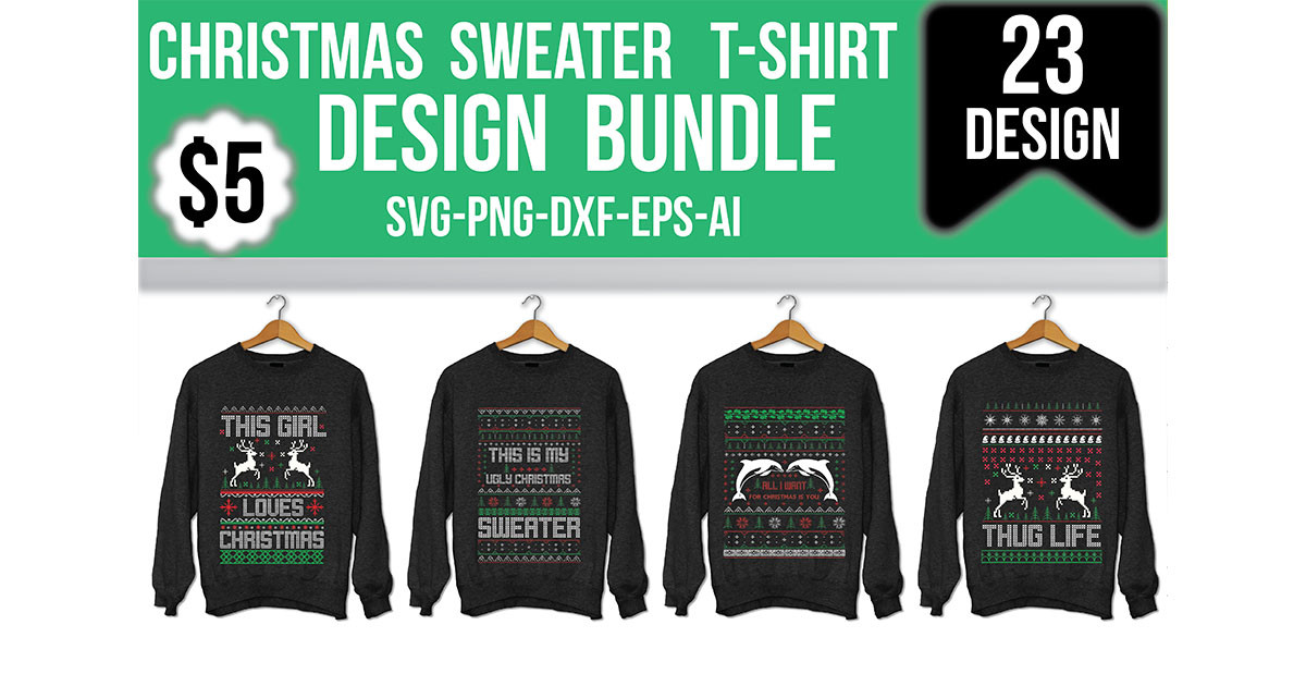 Christmas Sweater T-Shirt Design Bundle Bundle · Creative Fabrica