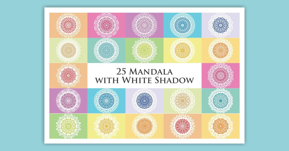 Mandala with White Shadow Bundle 2 Bundle · Creative Fabrica