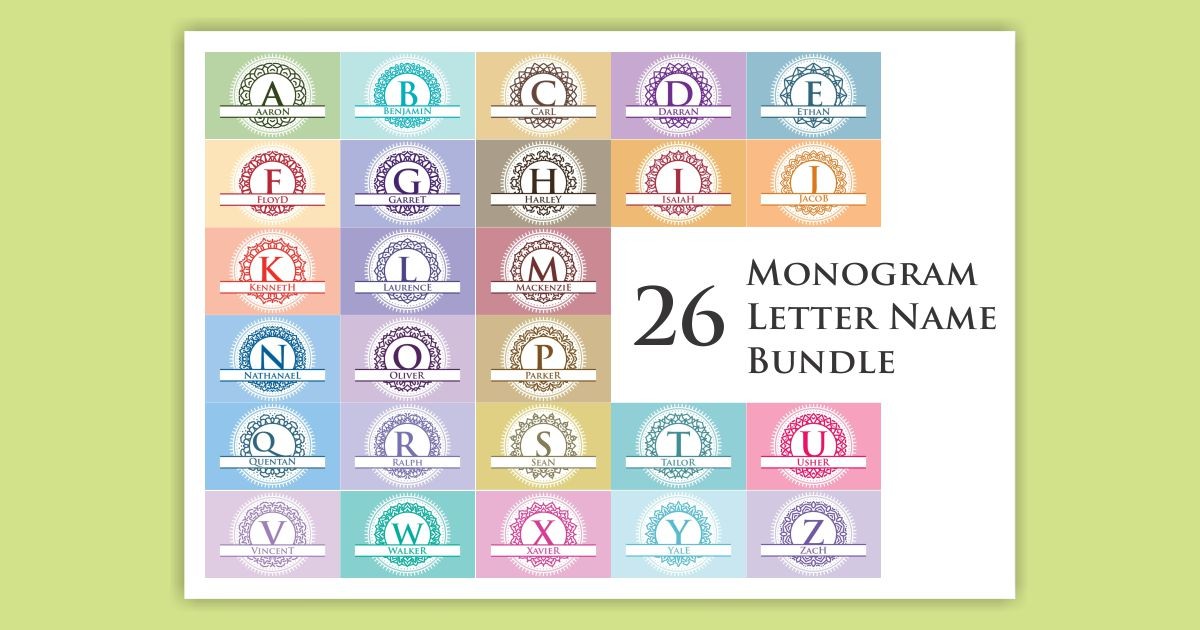 Monogram Letter Name Bundle 2 Bundle · Creative Fabrica