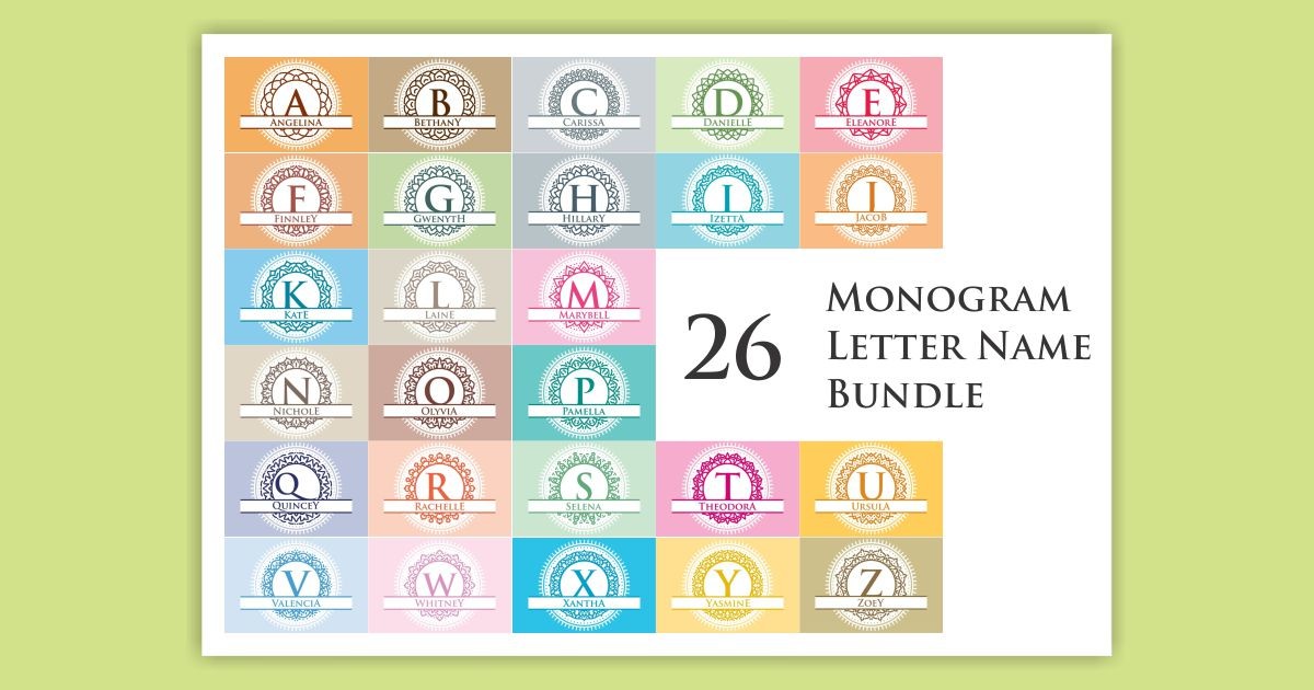 Monogram Letter Name Bundle 1 Bundle · Creative Fabrica