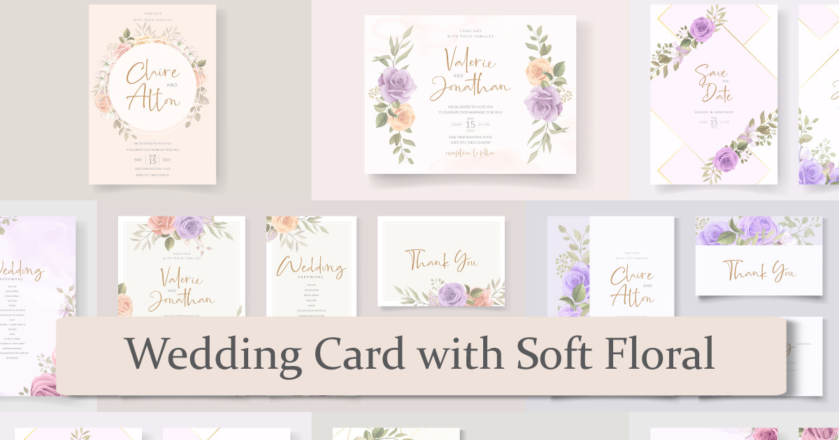 Floral Wedding Card Designs Bundle Bundle · Creative Fabrica