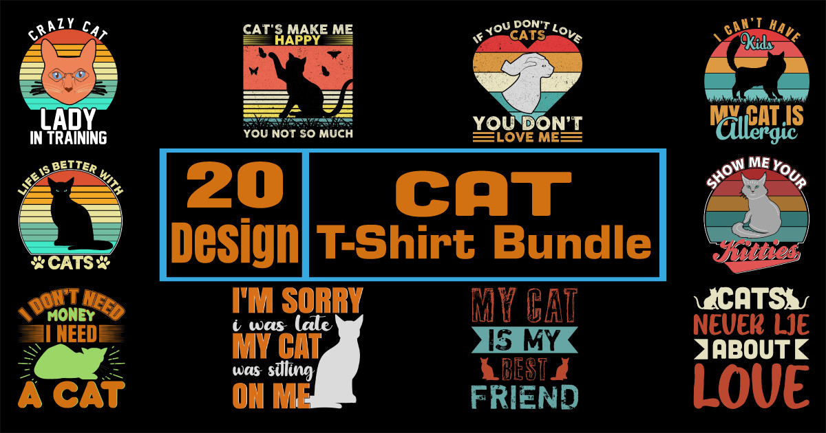 Cat T-Shirt Design Bundle Bundle · Creative Fabrica