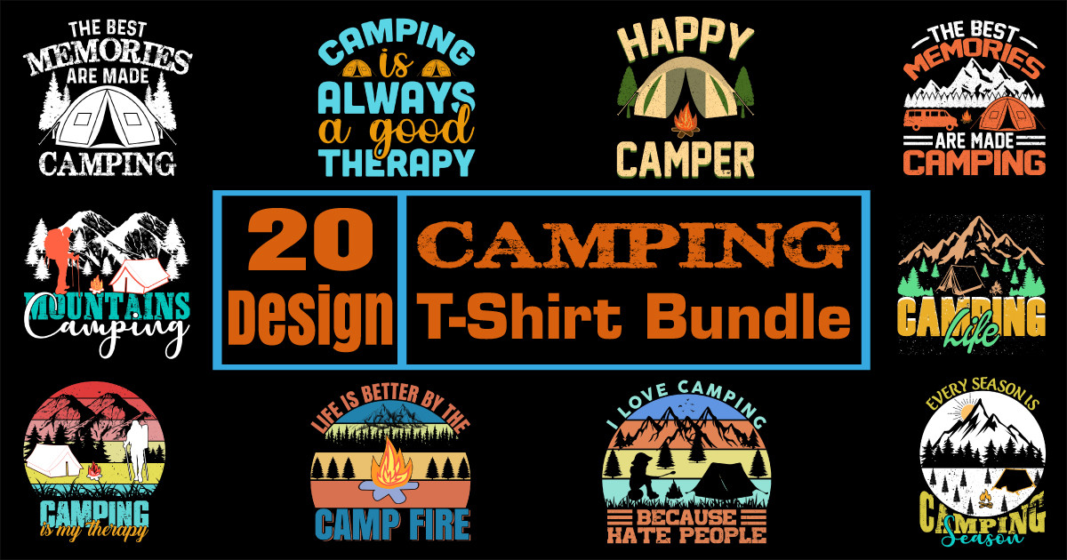 Camping T-Shirt Design Bundle Bundle · Creative Fabrica