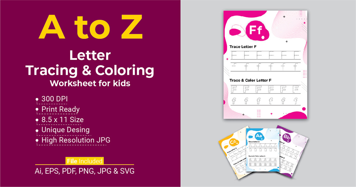 Letter Tracing and Coloring for Kids a to Z Bundle Bundle · Creative ...