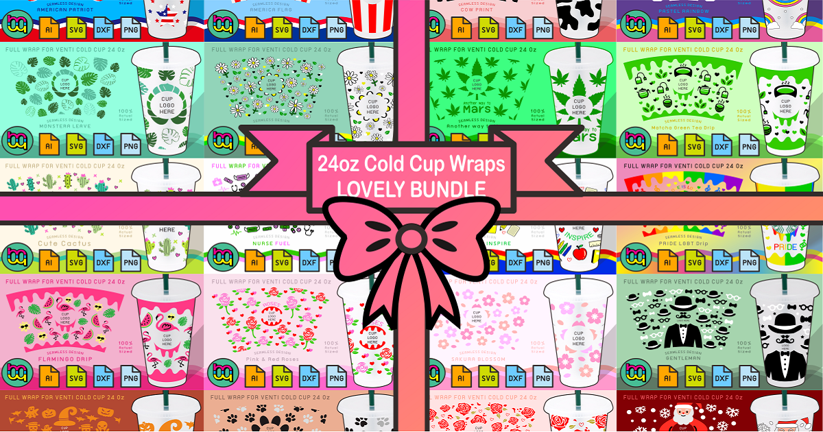 Lovely 24oz Cold Cup Wraps Bundle Bundle · Creative Fabrica
