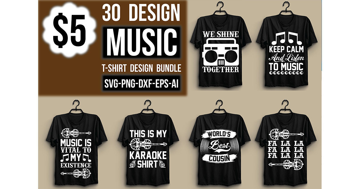 Music T-Shirt Design Bundle Bundle · Creative Fabrica