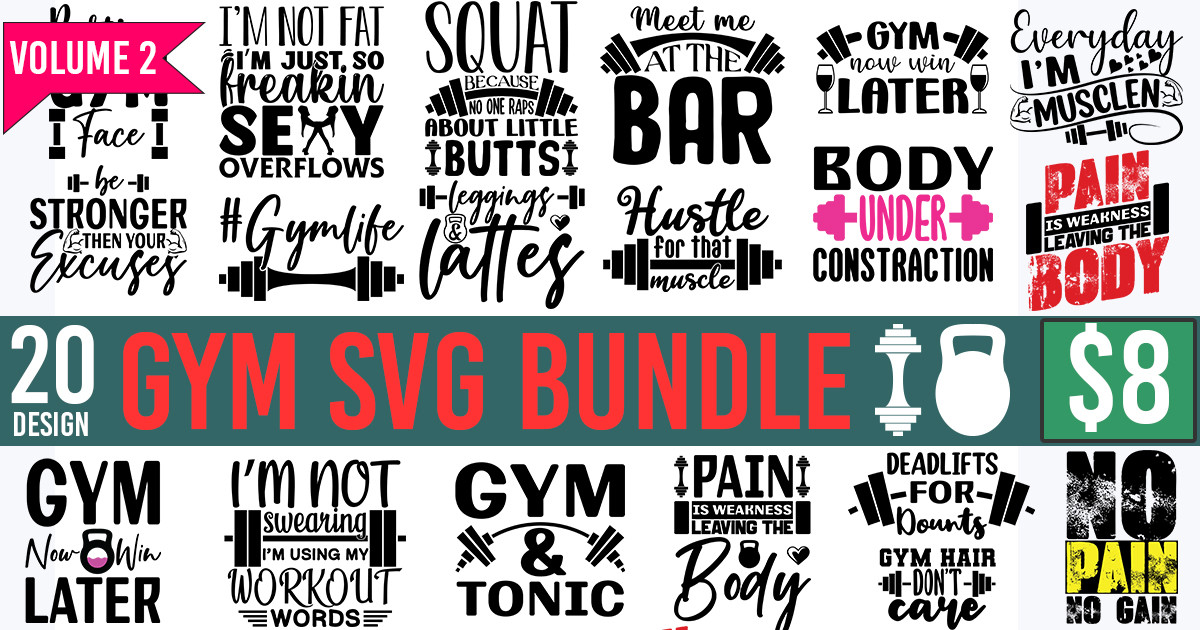 Gym SVG Bundle Vol.2 Bundle · Creative Fabrica