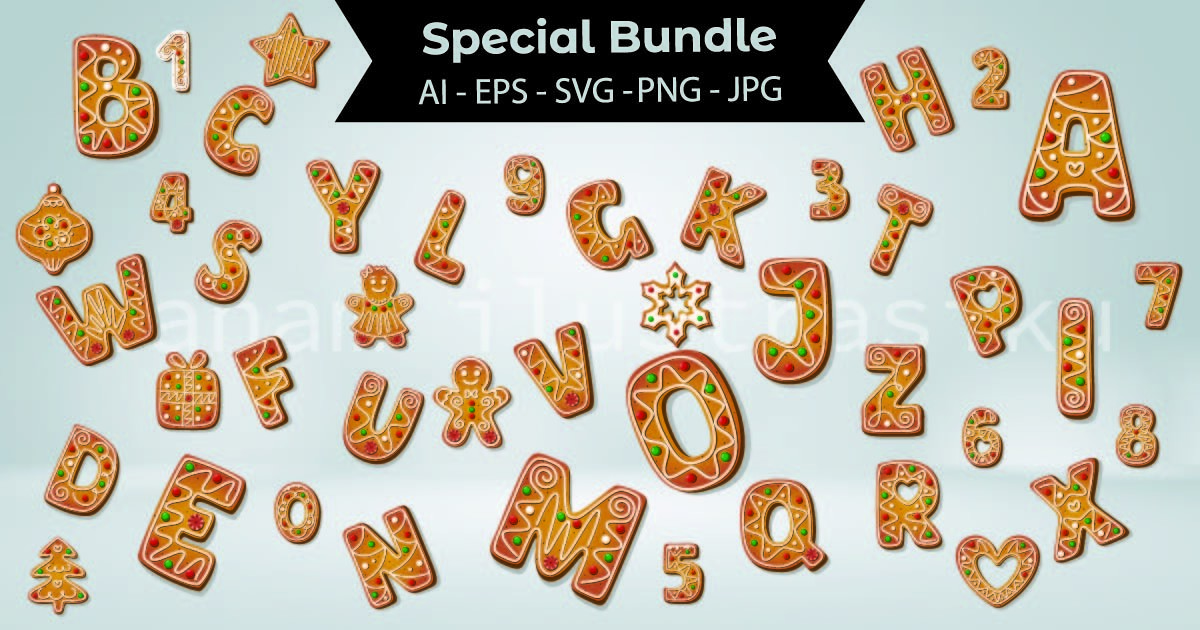 Alphabet Font & Number Christmas Cookies Bundle Bundle · Creative Fabrica
