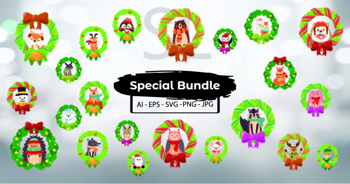 Animals Ring Christmas Door Decoration Bundle Bundle · Creative Fabrica