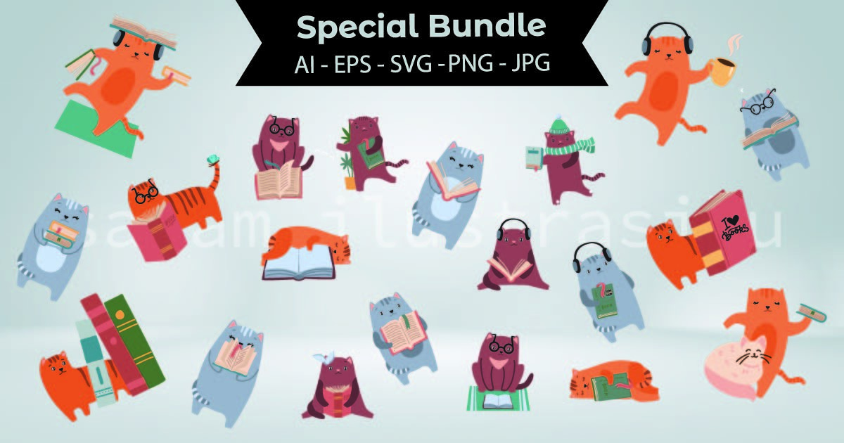 Back to School Cat and Book Bundle Bundle · Creative Fabrica
