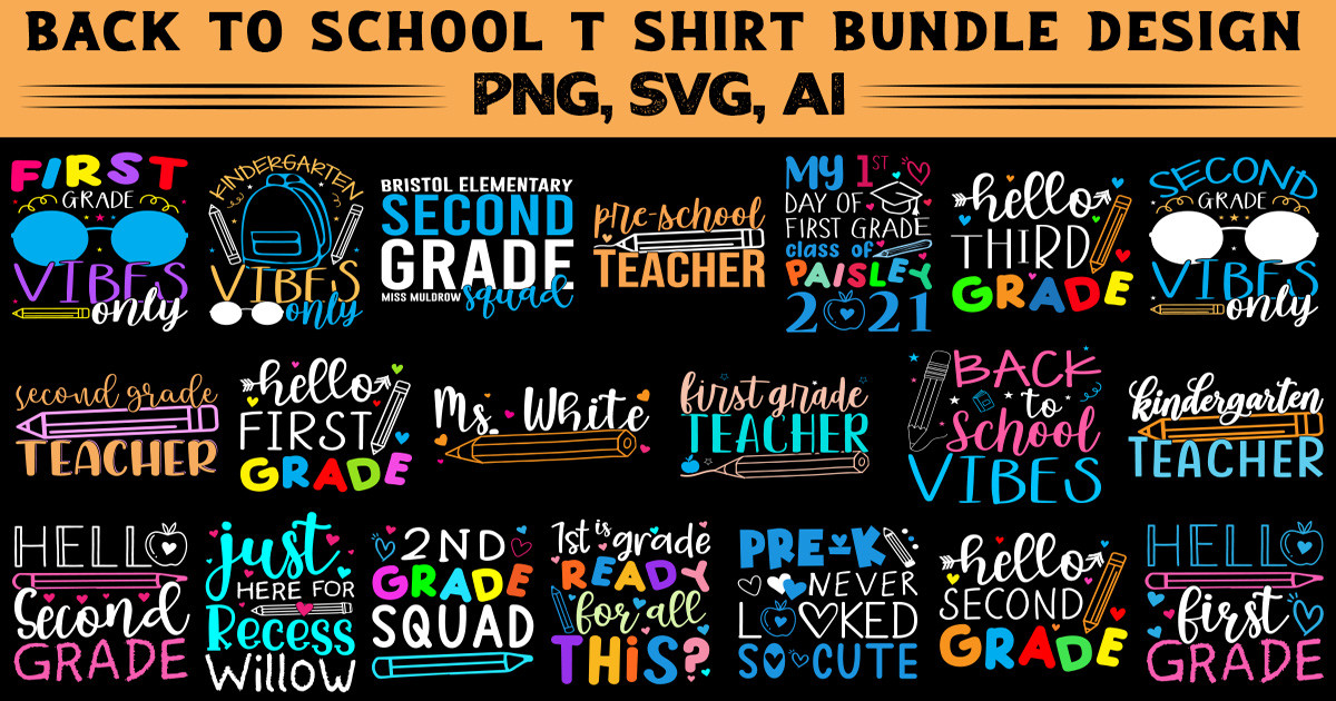 Back to School T-Shirt Bundle Bundle · Creative Fabrica