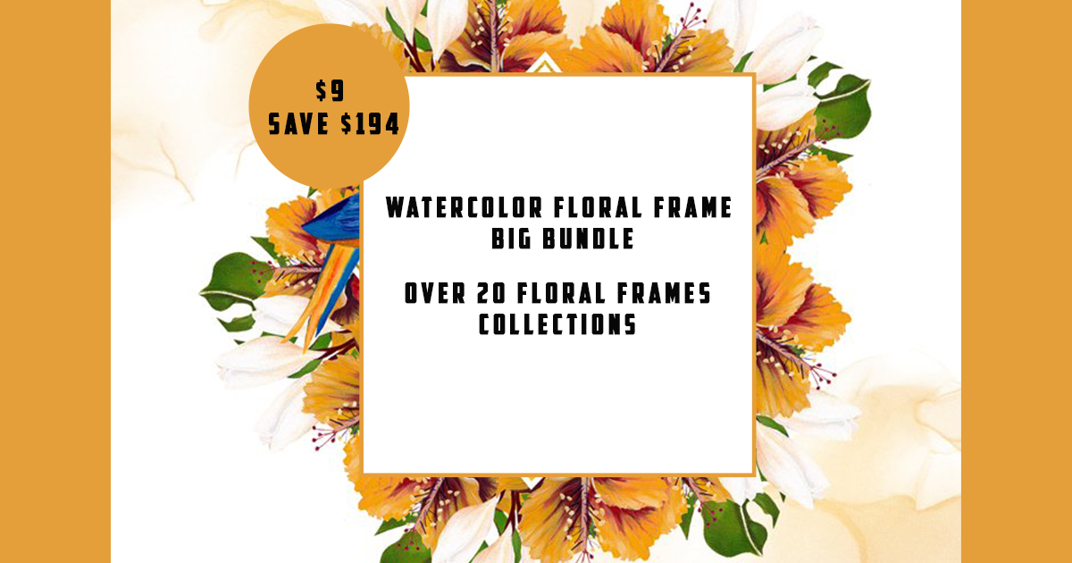 Watercolor Floral Frame Bundle Bundle · Creative Fabrica