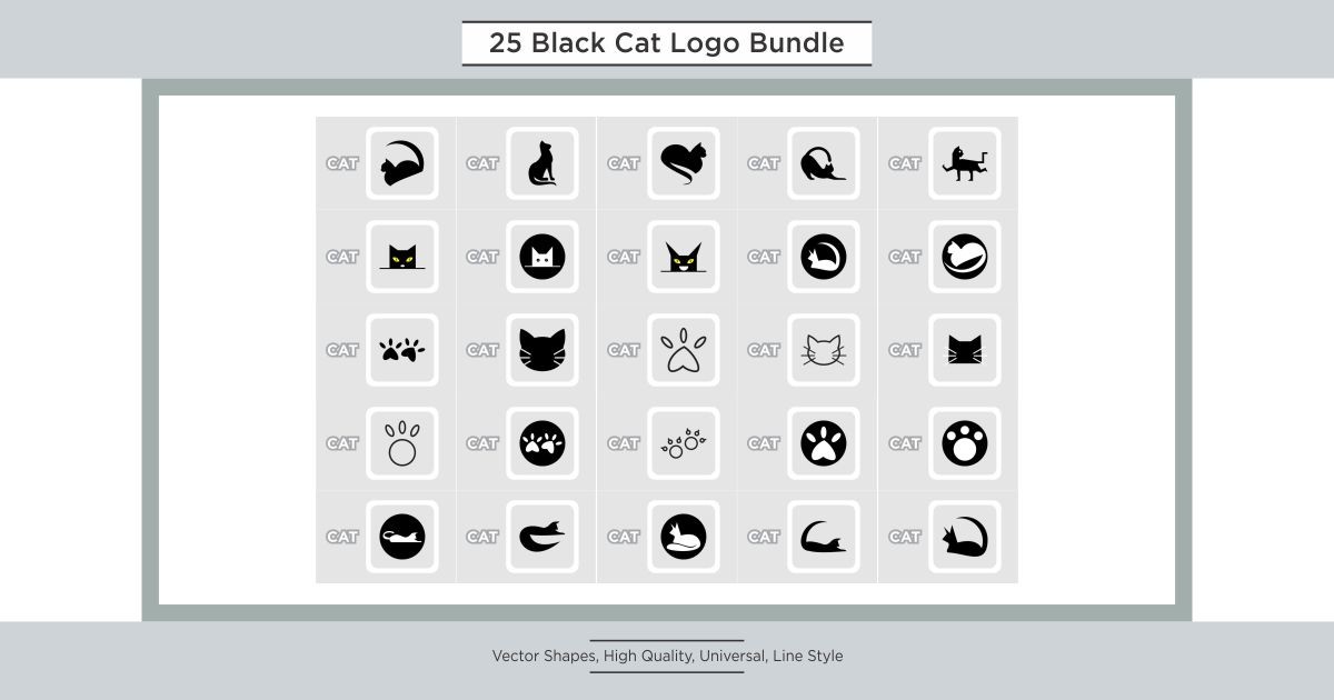 Black Cat Logo Bundle 2 Bundle · Creative Fabrica