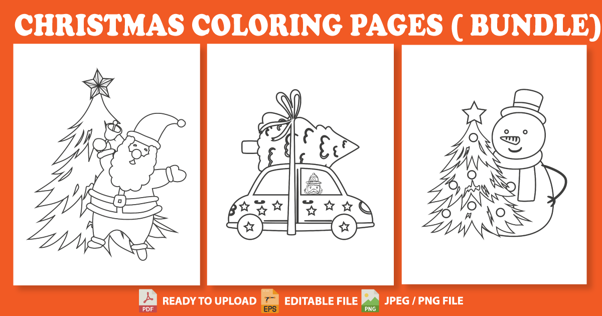 Christmas Coloring Pages Bundle Bundle · Creative Fabrica