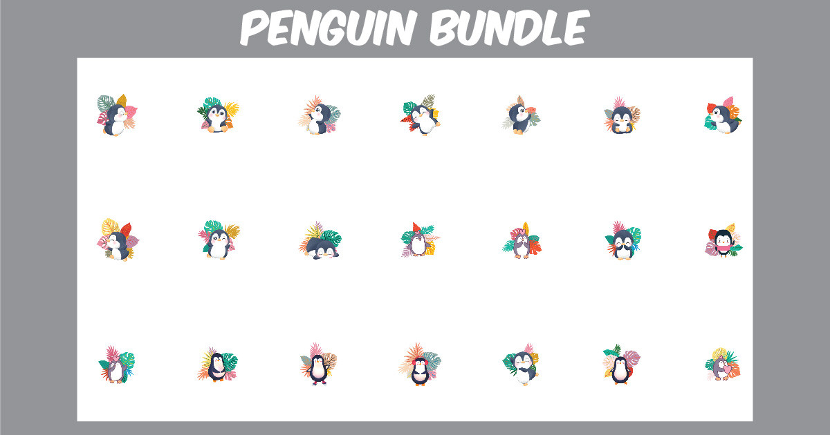 Penguin Cartoon Cute Animals Bundle Bundle · Creative Fabrica
