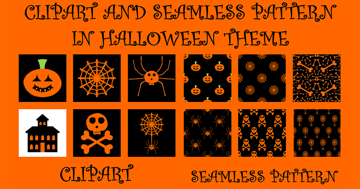 Halloween Clipart and Seamless Pattern Bundle Bundle · Creative Fabrica