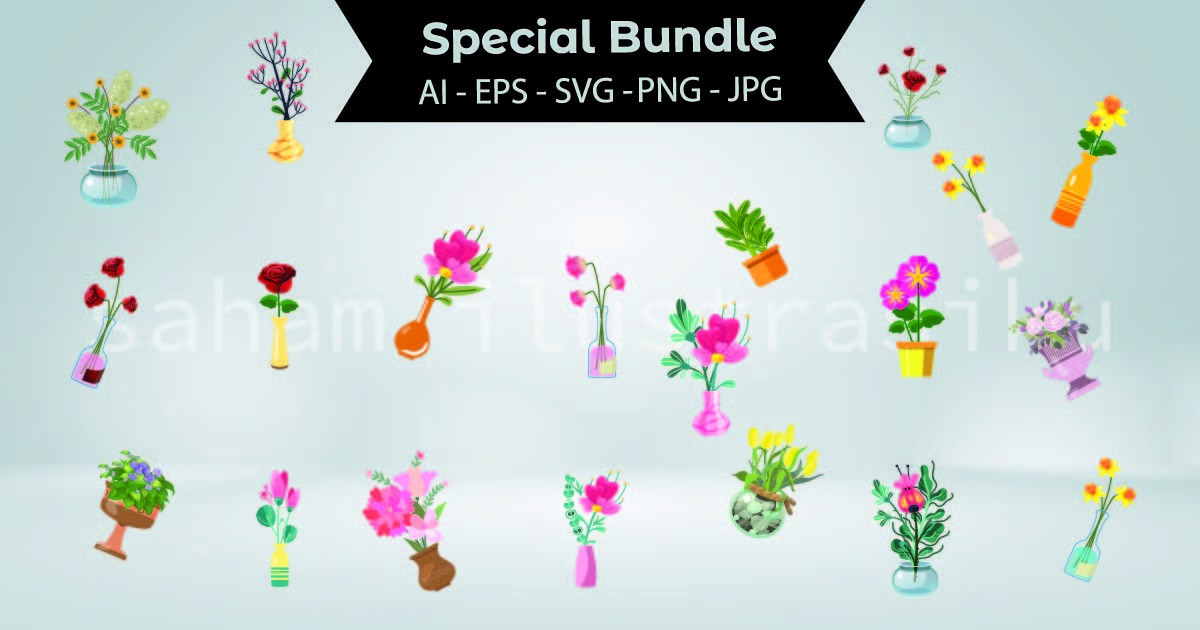 Beautiful Blooming Flowers Bundle Bundle · Creative Fabrica