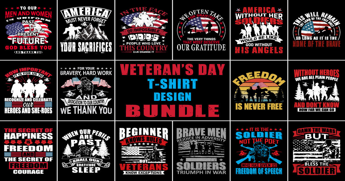 Veterans Day T-Shirt Design Bundle Bundle · Creative Fabrica