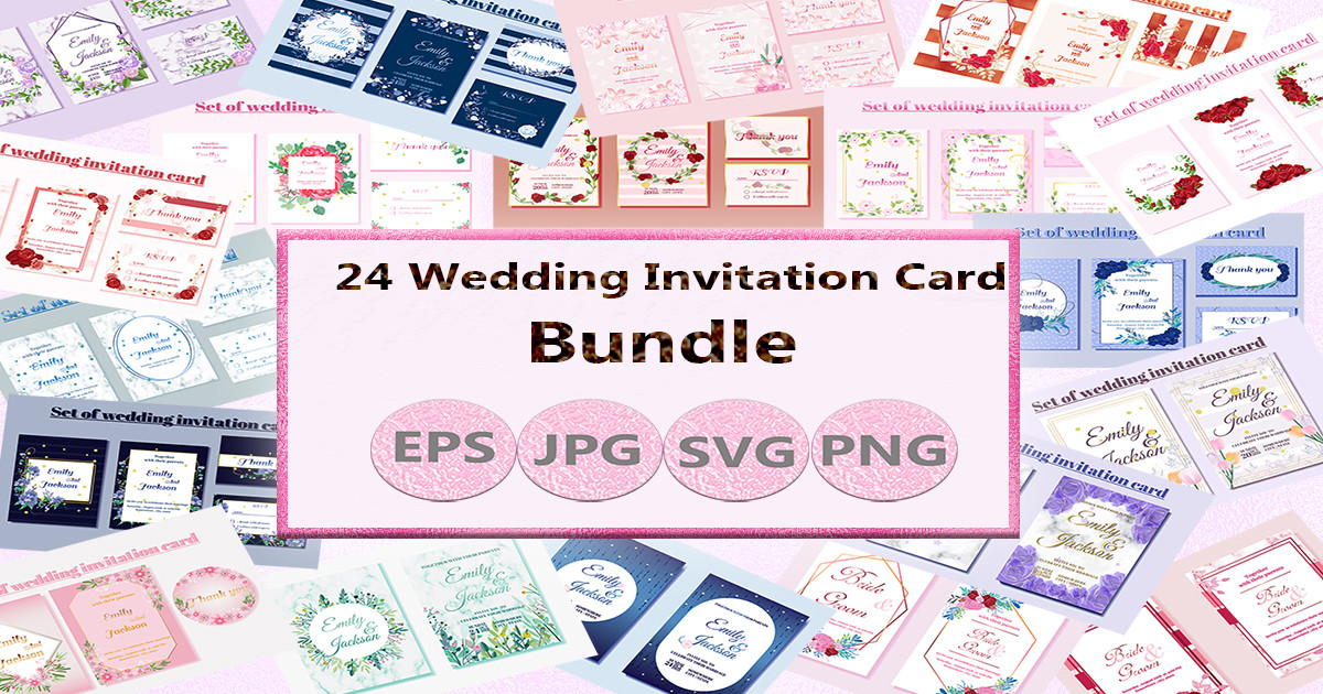 Beautiful Wedding Invitation Card Bundle Bundle · Creative Fabrica