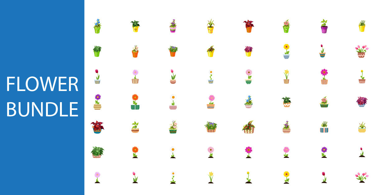 Flower Composition with Pot Bundle Bundle · Creative Fabrica