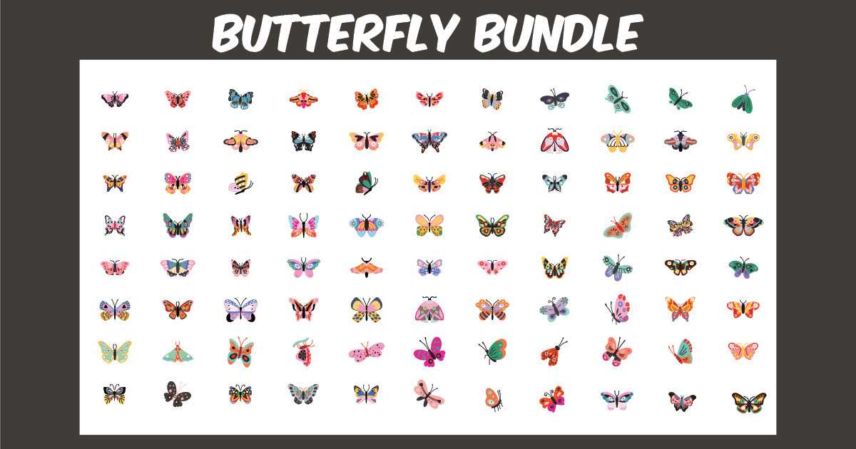 Colorful Decorative Butterfly Bundle Bundle · Creative Fabrica